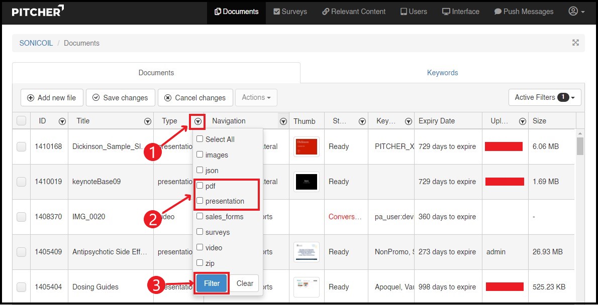 Search and Filter Documents