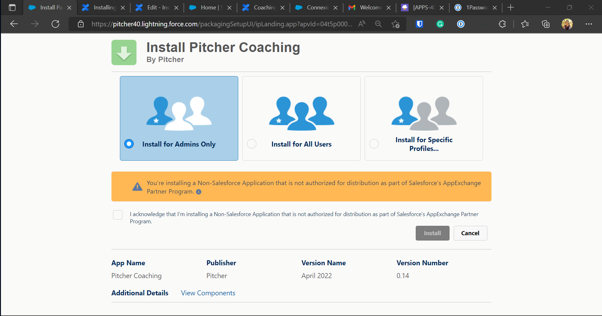 Installing the Coaching Managed Package.