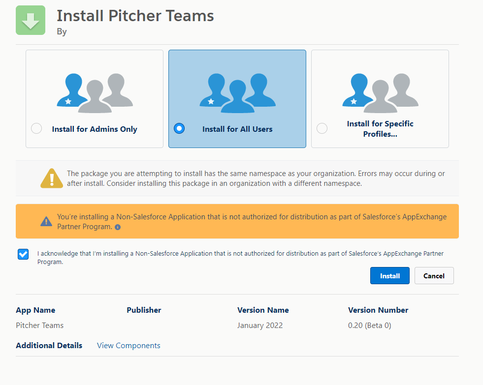 Installing the Teams Managed Package