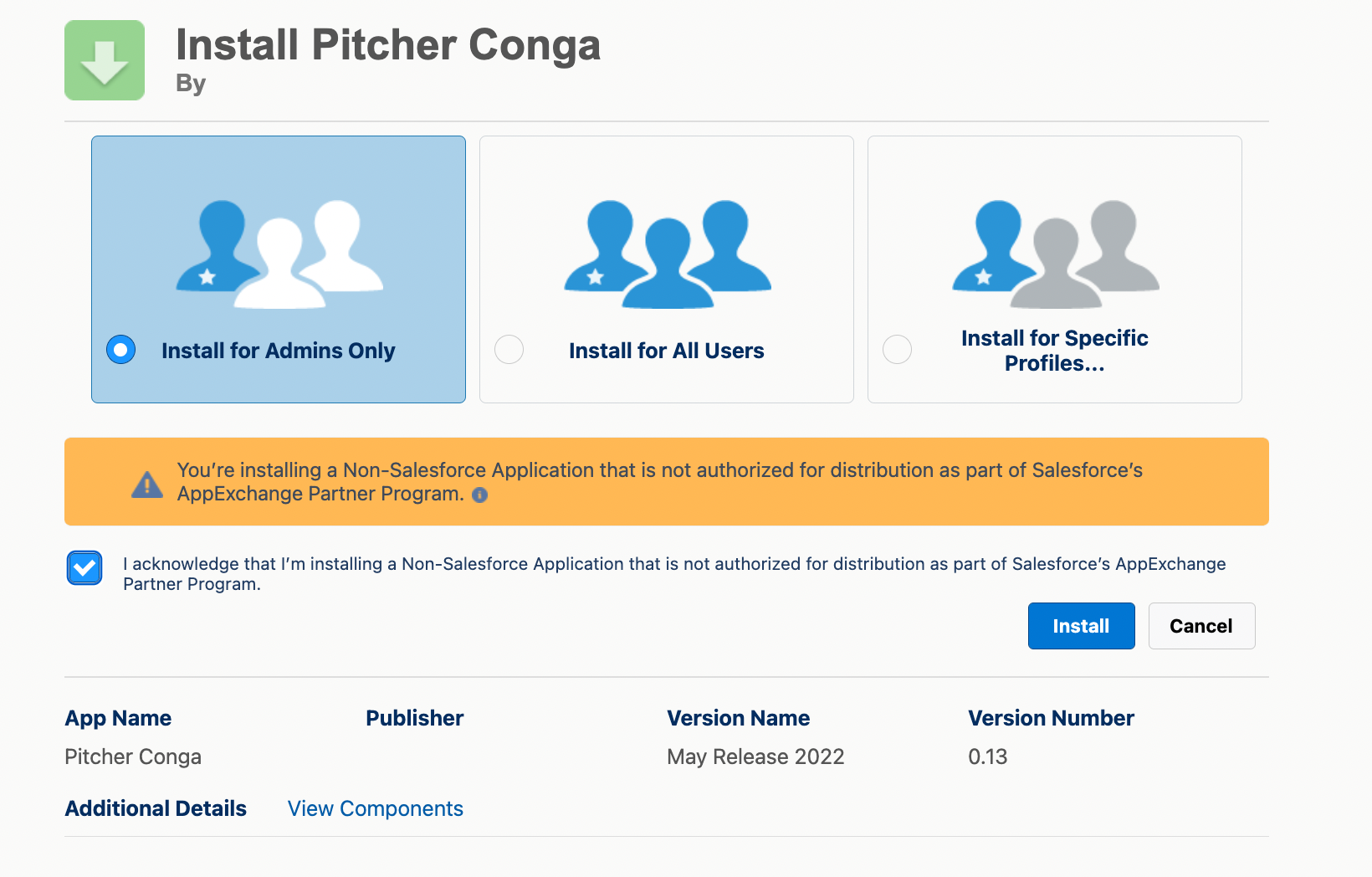 Installing the Conga Managed Package