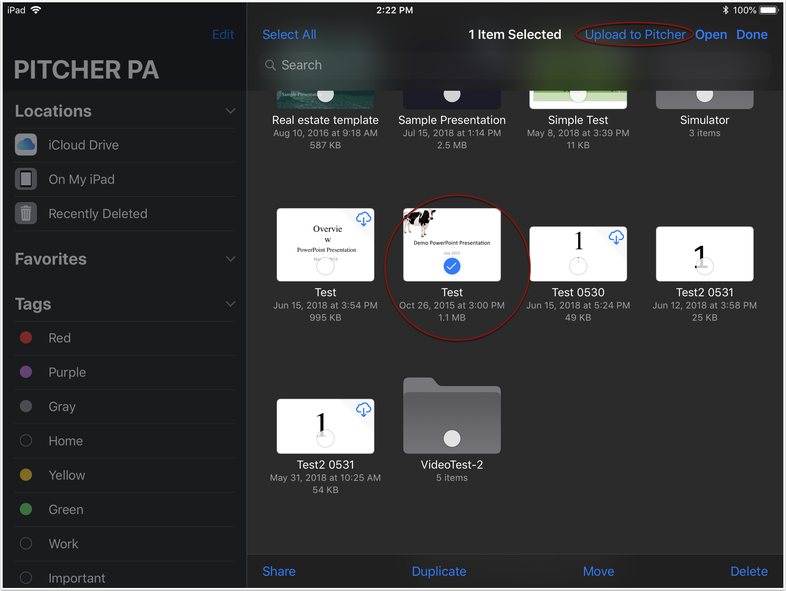 Uploading Files from iPad