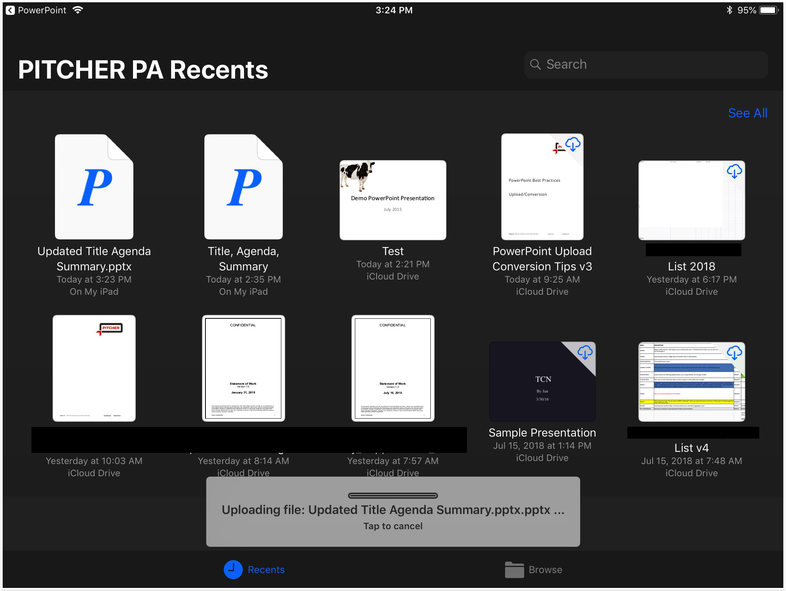 Uploading from Microsoft PowerPoint