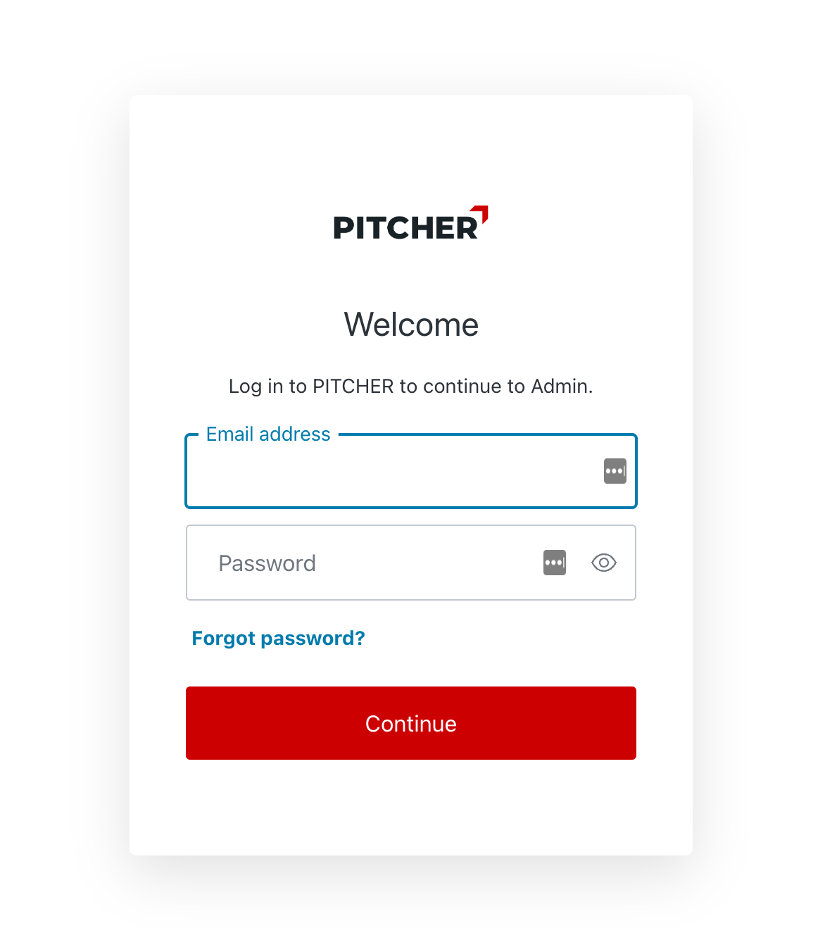 Login to Pitcher Admin